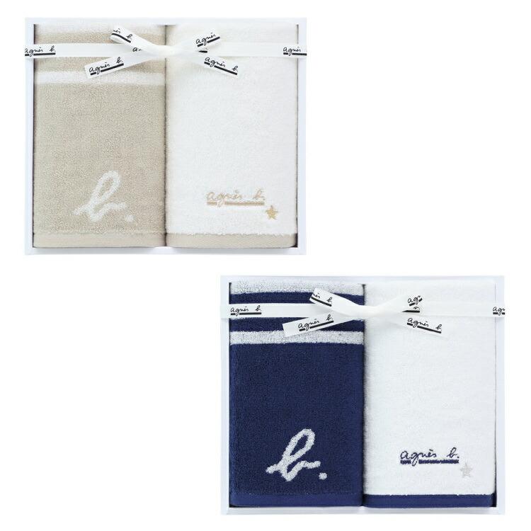 agnes b. 箱入りギフト アニエスベー abマリニエール フェイスタオル2枚 約34×75.2cm アイコンモチーフ ジャガード バスタオル ウチノ UCHINO : UCHINO ...