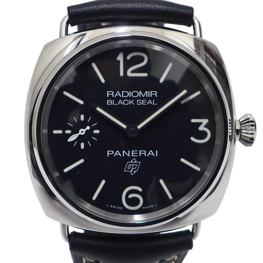 【栄】美品 パネライ ラジオミール ブラックシール ロゴ 3デイズ PAM00754 W番 メンズ ブラック SS 手巻き 腕時計 男 : 質 ...