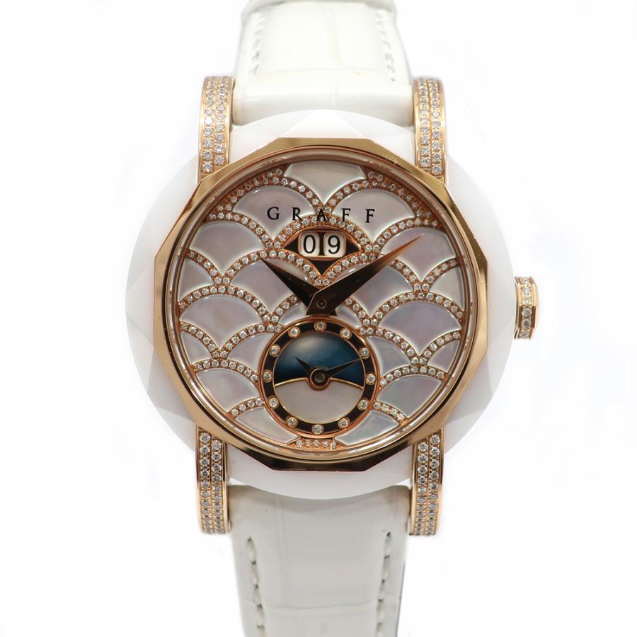 【天白】【GRAFF】グラフ スターアイコン GSA38WCPGSLD デイナイト デュアルタイム K18PG セラミック ラグダイヤ 自動巻き 腕時計 レディース【中古】 : 質ウエダ ...