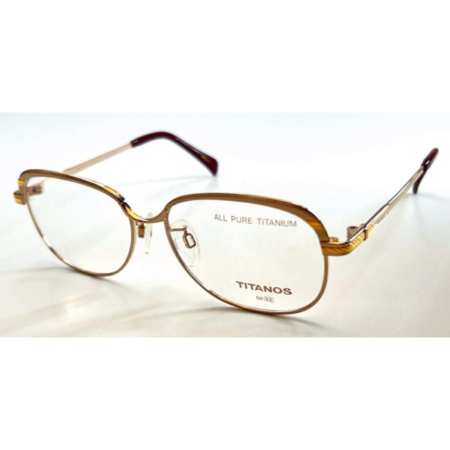 ヴィンテージ 婦人メタル マルマン チタノス Maruman TITANOS T-1013 GPGP2 ALL PURE TITANIUM 52mm メガネフレーム ゴールド 昭和 レトロ ...