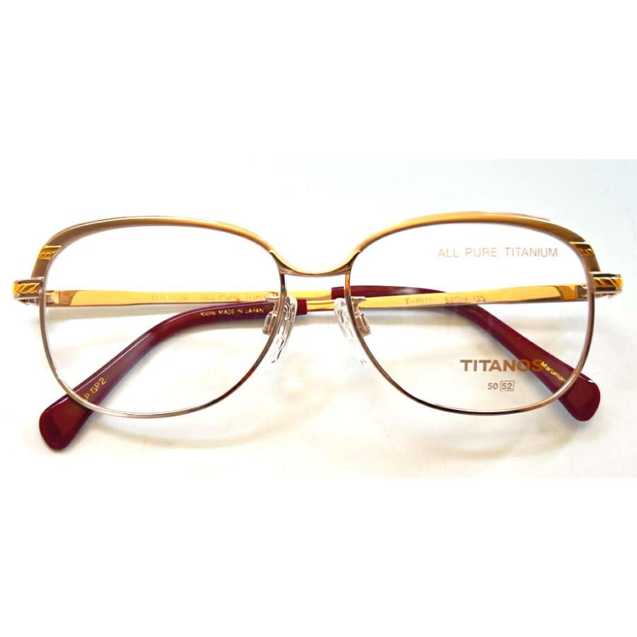 ヴィンテージ 婦人メタル マルマン チタノス Maruman TITANOS T-1013 GPGP2 ALL PURE TITANIUM 52mm メガネフレーム ゴールド 昭和 レトロ ...