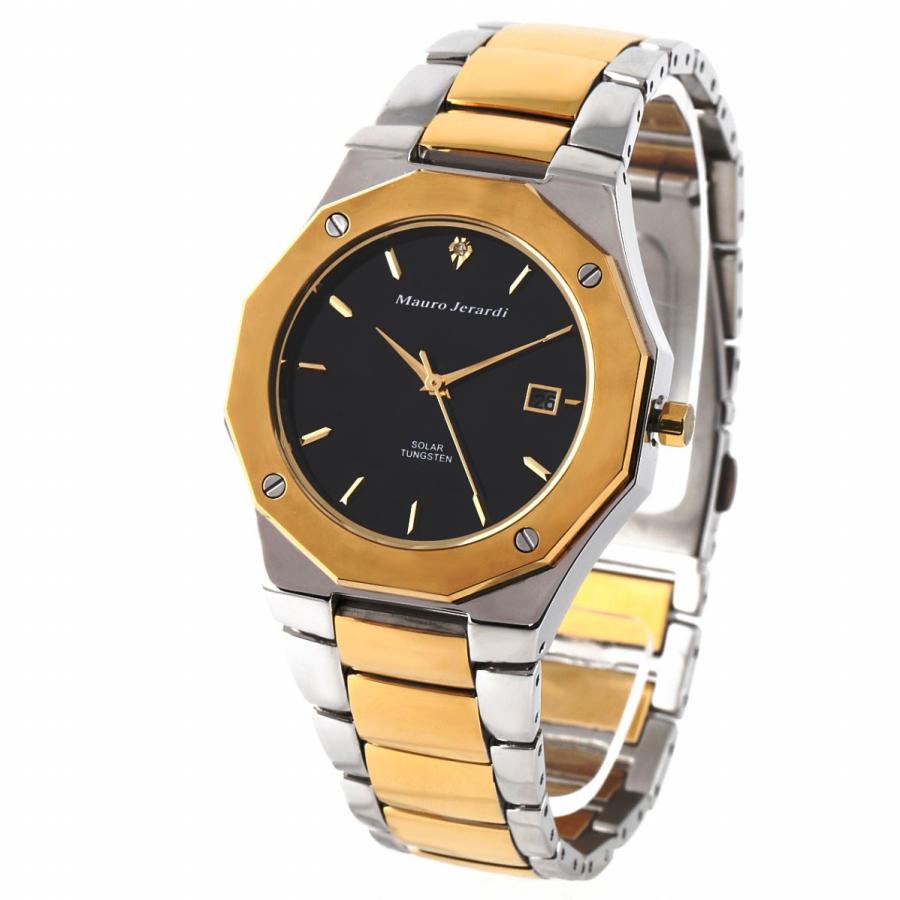 Mauro Jerardi マウロジェラルディ 天然ダイヤ タングステンベゼル メンズソーラーウォッチ コンビ/ブラック文字盤 MJ032-1 : Buena cosa - 通販 ...