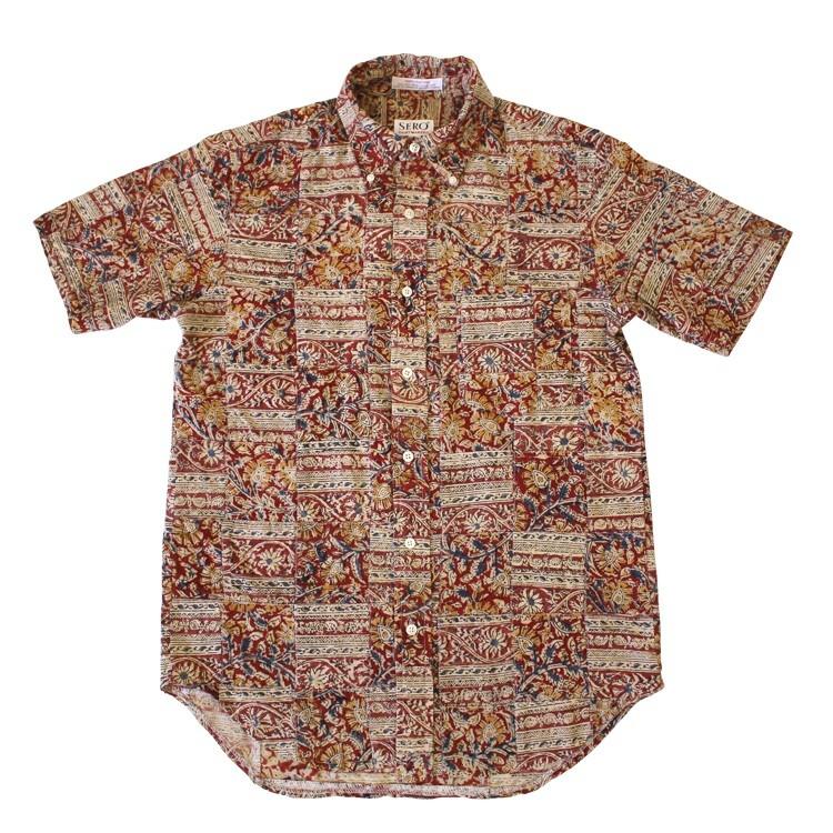 SERO セロ S B D KARAMKARI PRINT PATCH WORK SHIRTS 半袖 カラムカリ プリント パッチワーク ...