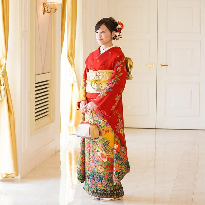 高級正絹 振袖レンタル 送料無料 FS-059 赤系 振袖 成人式 レンタル 式典 正絹 振袖レンタル ふりそでレンタル 振り袖レンタル 安い ...