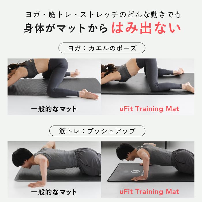 uFit Training Mat トレーニングマット 15mm 90cm*200cm 厚手 幅広 大きい 痛くない 滑らない PVC 防音 防水 ブラック グレー ブルー 180日保証 日本 ...