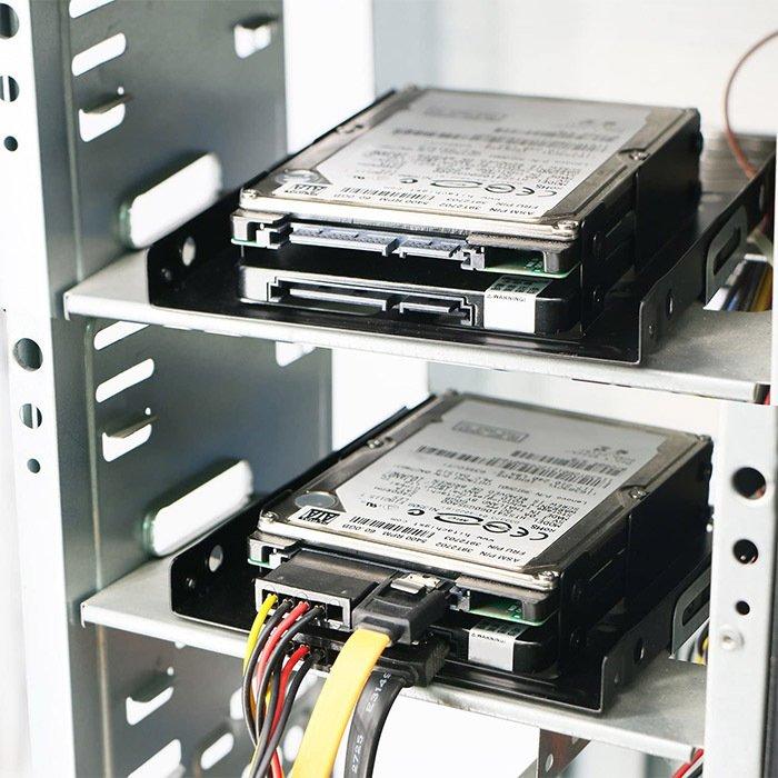 新品 2.5→ 3.5インチHDD/SSD用変換ブラケット デュアルタイプ 変換マウンタ サイズ変換 2.5インチドライブベイ PC用 2台取付け可能 スチール製 ネジ付き : パソコ ノート ...