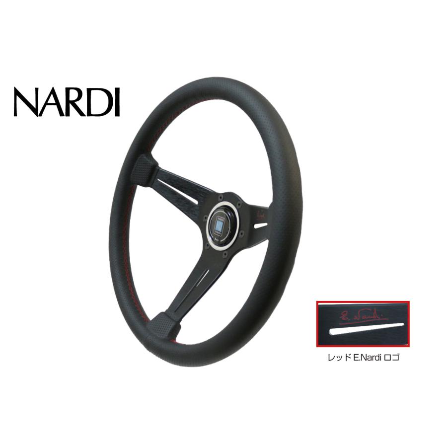正規品 NARDI SPORTS TYPE Rally 340 ステアリング ブラックパンチングレザー& ブラックスポーク レッドステッチ ...