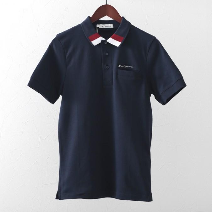 Ben Sherman（ベンシャーマン） メンズ ポロシャツ ポロ トリム クリーン ダークネイビー スリムフィット : クローゼスト ...