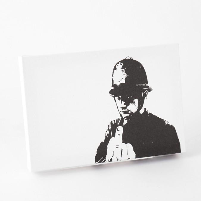 BANKSY CANVAS ART SMALL キャンバス アートパネル ポスター スモール "Rude Cop" 31.5cm × 21cm ...