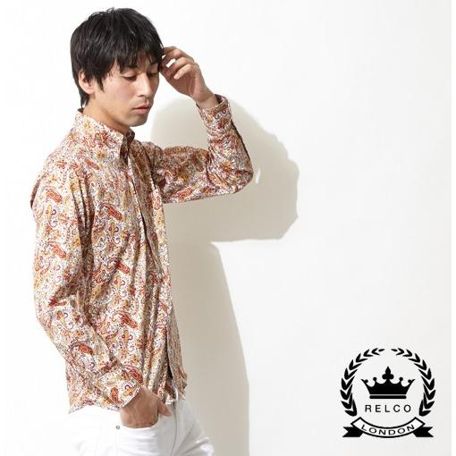 RELCO 長袖シャツ ペイズリー リミテッド プレミアムコットン メンズ マスタード : クローゼスト - 通販 - Yahoo!ショッピング
