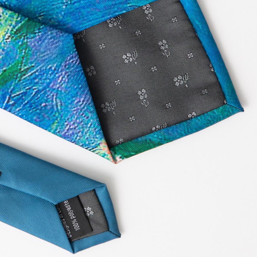 Quit Running 総柄とろみネクタイ 絵画 モネ 睡蓮 デザイン アート 洗えるイージーケア 太め CHILLWORK ウォッシャブル 洗濯OK レギュラータイ チルワーク メンズ ...