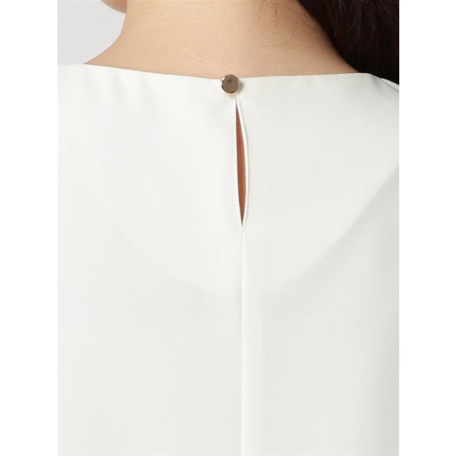 SUIT SQUARE 【SALE価格】【スーツスクエア】レディース トップス ラウンドネック ブラウス ウォッシャブル NIR UVカット パウダーツイル ランダムタック 無地 オフホワイト ...