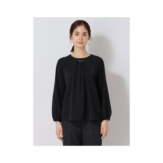 【スーツスクエア】レディース ラウンドネックブラウス 長袖 ウォッシャブル NIR＋UVカット 無地 メタルパーツ ブラック系 : スーツスクエアYahoo!店 - 通販 - Yahoo!ショッピング