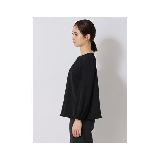 【スーツスクエア】レディース ラウンドネックブラウス 長袖 ウォッシャブル NIR＋UVカット 無地 メタルパーツ ブラック系 : スーツ ...