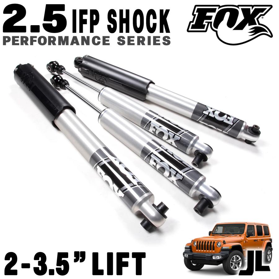 FOX (フォックス) 2.5 IFPショックアブソーバー 2018- ジープ JLラングラー 2〜3.5インチアップ用 フロントリア4本セット 前後セット 1台分セット モパー MOPAR ...