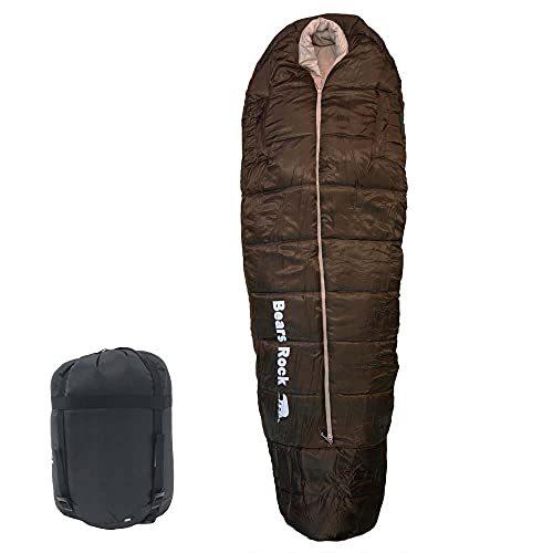Bears Rock ベアーズロック 寝袋 シュラフ マミー型 -15度 センタージッパー 4シーズン対応 FX-451G (ブラウン) : うみねこ工房 - 通販 - Yahoo!ショッピング