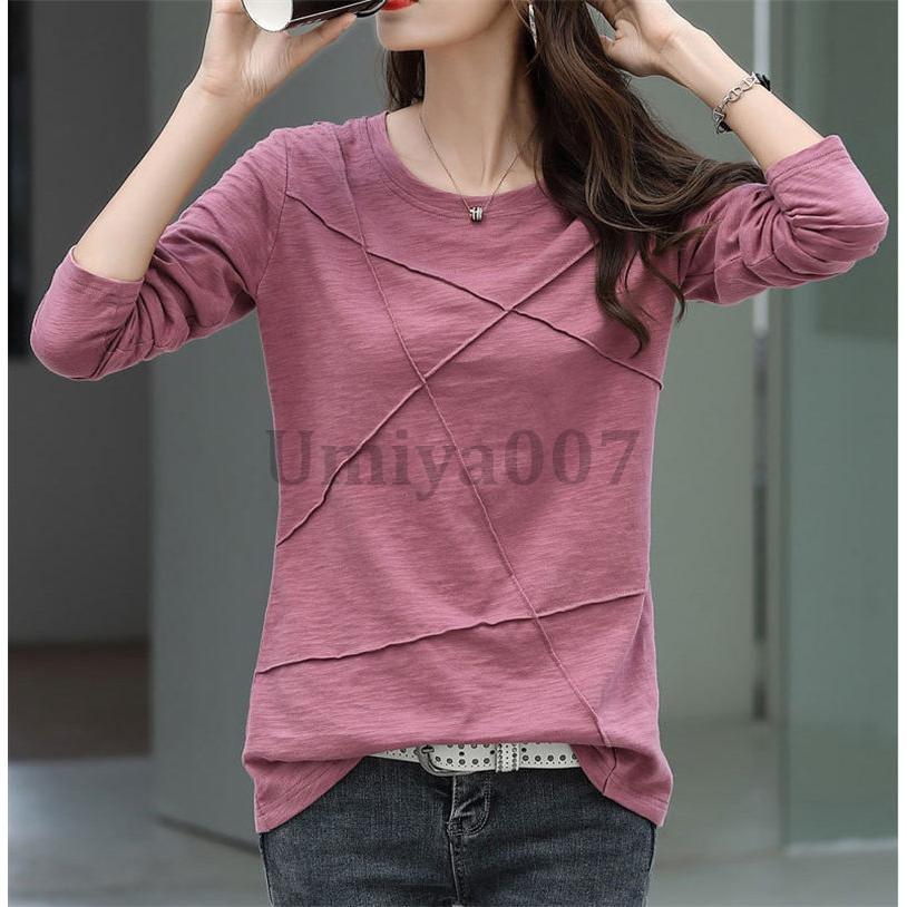 カットソー 長袖 Tシャツ レディース トップス 秋春 tシャツ ロンT 重ね着風 プルオーバー 女性用 通勤 通学 体型カバー 着痩せ オシャレ : 宇美屋 - 通販 - Yahoo!ショッピング