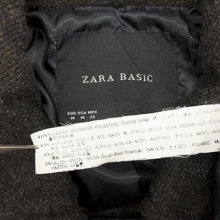 ZARA ザラ BASIC 起毛 ステンカラー コート ダブル ボタン留め 裏地付き 長袖 ポリ×ウールなど M メランジ ダークブラウン レディース : Undo Rowa ヤフー店 ...