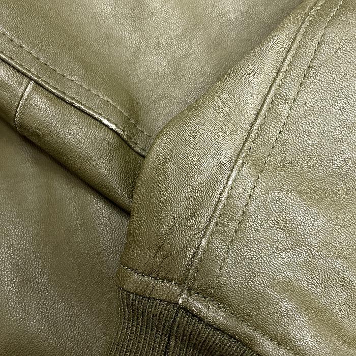 URBAN RESEARCH - 38 メンズ レザージャケット ブルゾン ダブルジップ 裏地付き 長袖 羊革 シープスキン シープレザー 本革 グリーン 緑 :AL01016:Undo ...