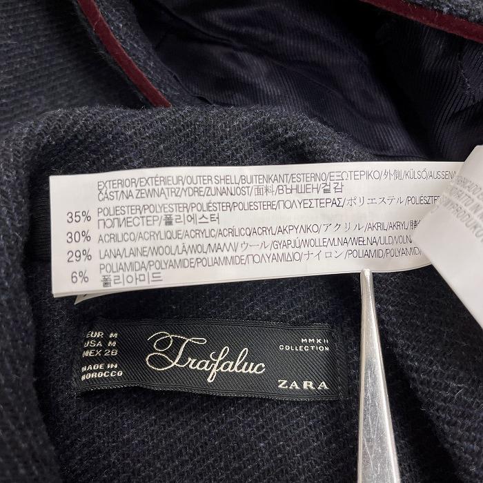 ザラ ZARA ショートコート テーラードジャケット 長袖 総裏地 厚手の肩パッド ポリ M メランジ ネイビー 紺×ワインレッド×黒 レディース :AL01086:Undo Rowa ヤフー ...
