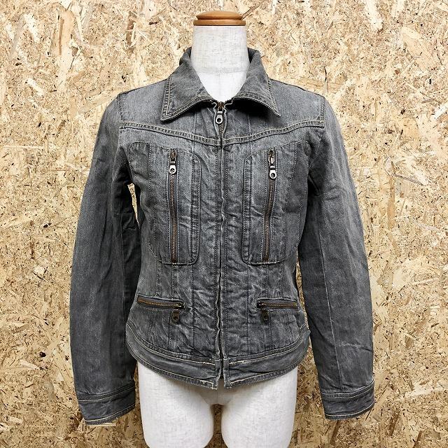 COMME CA ISM コムサイズム L レディース デニムジャケット ジップ留め 両胸ポケット 長袖 無地 綿100% ベージュ掛かったグレー : Undo Rowa ヤフー店 - 通販 ...