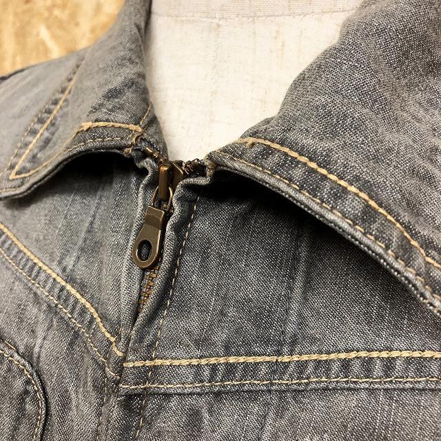 COMME CA ISM コムサイズム L レディース デニムジャケット ジップ留め 両胸ポケット 長袖 無地 綿100% ベージュ掛かったグレー : Undo Rowa ヤフー店 - 通販 ...