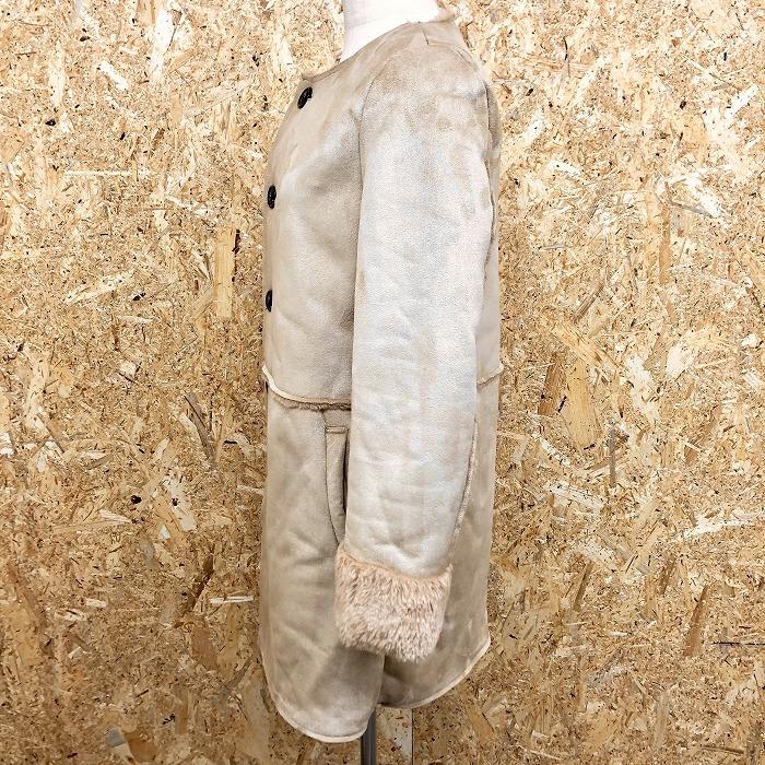 ROPE' PICNIC ROPE ロペピクニック 38 レディース ノーカラーランチコート フェイクスエード ボア裏地 長袖 ポリエステル100% ベージュブラウン : Undo Rowa ...