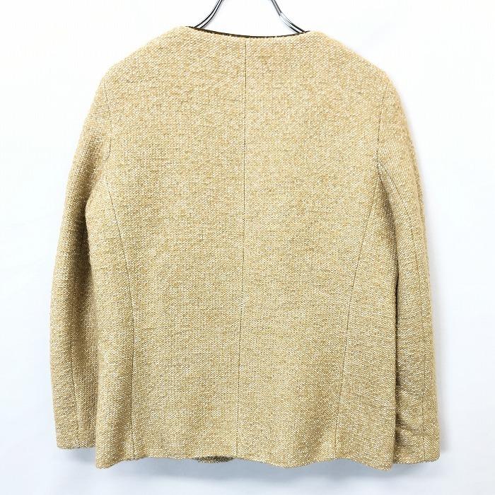 ZARA BASIC ザラ ベーシック M レディース 女性 ノーカラー ジャケット 裏地付き 長袖 綿×アクリル×ポリなど ヘザーイエローブラウン系 : Undo Rowa ヤフー店 ...