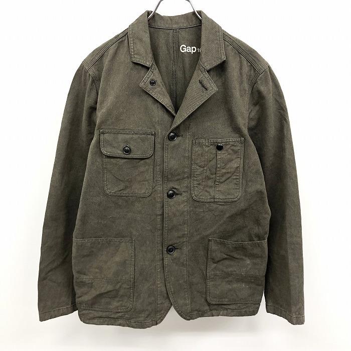 GAP ギャップ XS メンズ デニム テーラードジャケット ボタン留め ノーベント 無地 裏地無し 長袖 綿100% ブラウングレー ダークベージュ系 : Undo Rowa ヤフー店 ...