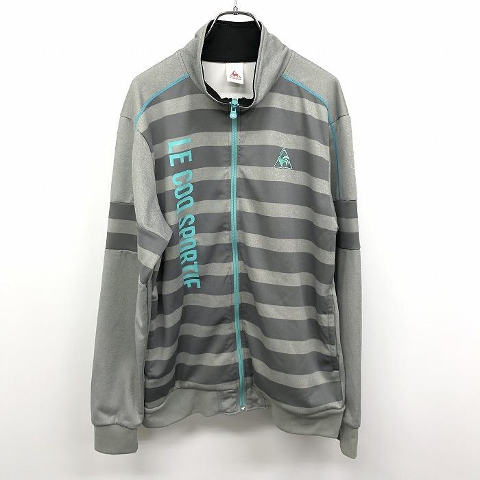 le coq sportif ルコック O XL メンズ ブルゾン カットソー ジャケット ボーダー 長袖 ポリ100% ヘザーグレー×ピーコックグリーン グレー : Undo Rowa ...