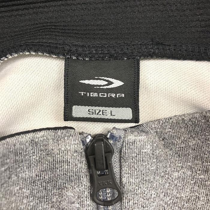 TIGORA ティゴラ 若干薄手 ジップアップ カットソージャケット ブルゾン ロゴプリント ラグラン 長袖 ポリ100% L ヘザーグレー メンズ 男性 : Undo Rowa ヤフー店 ...