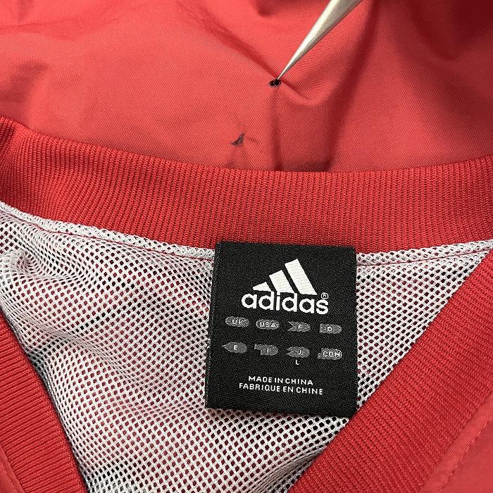 adidas スポーツ プルオーバージャケット トレーニング メッシュ裏地 Vネック 長袖 ポリ100% L レッド×ホワイトグレー系 赤 メンズ 男性 : Undo Rowa ヤフー店 ...