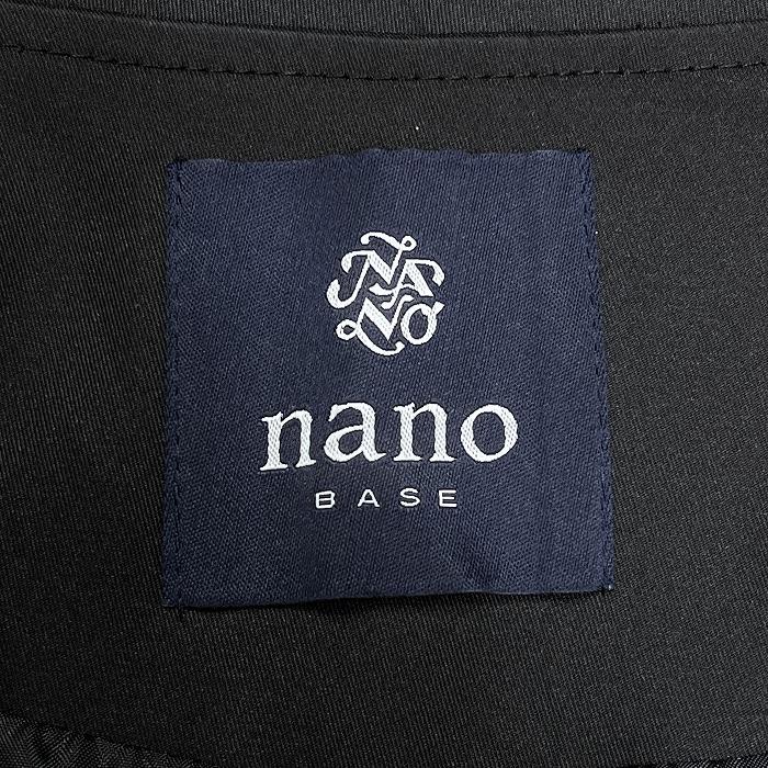NANO universe nano BASE ナノベース 38 レディース 若干薄手 ノーカラー ジップジャケット フレアスリーブ 裏地付き 無地 Vネック 7分袖 ポリ100% 黒 ...