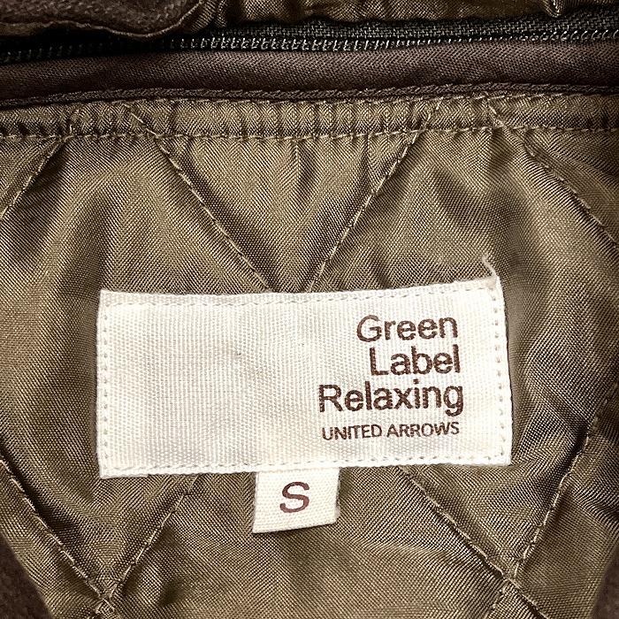 GREEN LABEL RELAXING UNITED ARROWS 微起毛 ステンカラー ハーフコート 薄手の中綿入りのノースリーブライナー 長袖 綿100% S 茶 メンズ ...