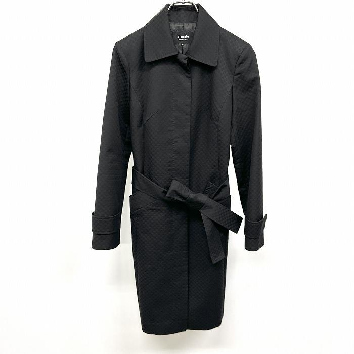 M-PREMIER（エムプルミエ） 若干薄手 ステンカラーコート ジャカードのドット柄 裏地付き 長袖 日本製 綿×ポリ 38 ブラック 黒 レディース : Undo Rowa ヤフー店 ...