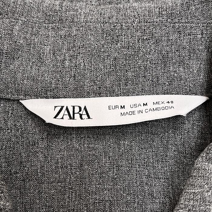 ザラ ZARA 若干薄手 ステンカラージャケット シャツジャケット フルジップ 裏地無し 無地 両胸ポケット 長袖 M ヘザーグレー メンズ 男性 :BL04699:Undo Rowa ヤフー ...