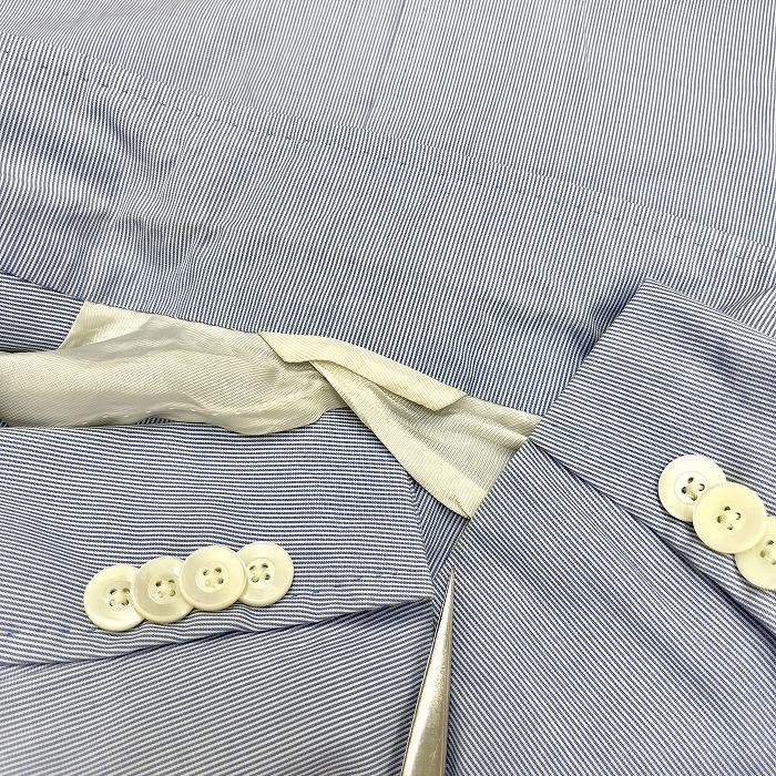 SHIPS - 42 メンズ(レディース？) 薄手 テーラードジャケット マイクロストライプ 2つボタン留め 袖と肩のみ裏地付き 長袖 綿100% ブルー系 : Undo Rowa ヤフー店 ...