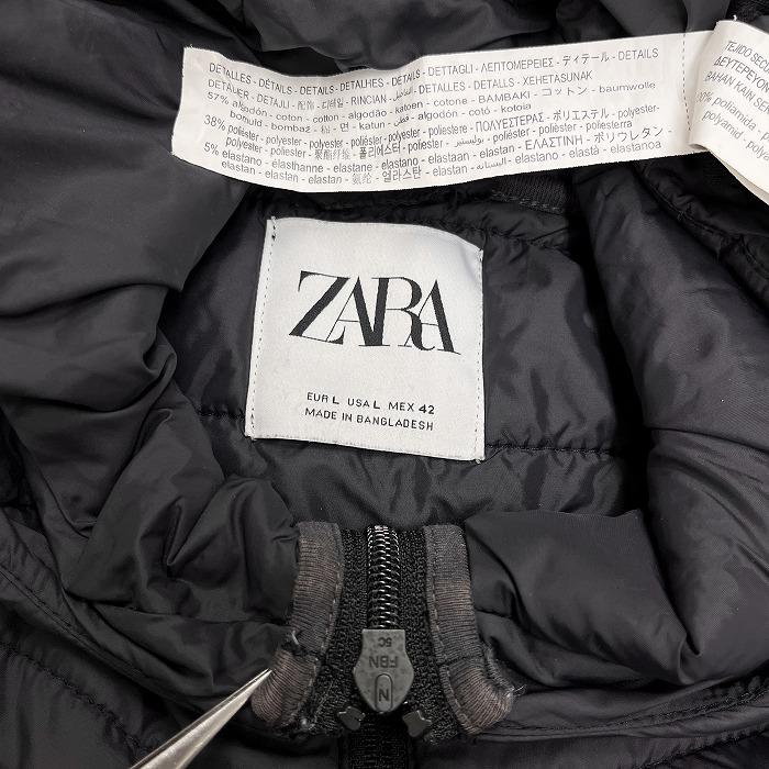 ザラ ZARA サーマル風 フーデッドカットソージャケット 長袖 一部中綿入り 綿×ポリエステル×ポリウレタン L ブラック 黒×グレー メンズ : bl04887 : Undo Rowa ...