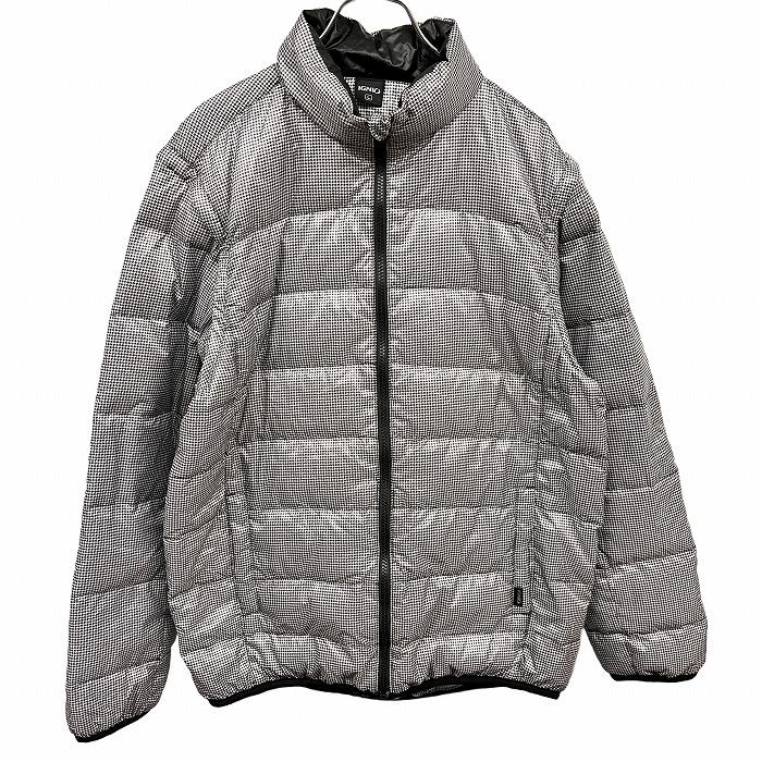 IGNIO 少し薄手 ダウンジャケット 袖脱着可 ダウンベスト 千鳥格子 ハイネック 長袖 ポリ100%(ダウン80%＋フェザー20%) L 黒×白 メンズ : Undo Rowa ヤフー店 ...