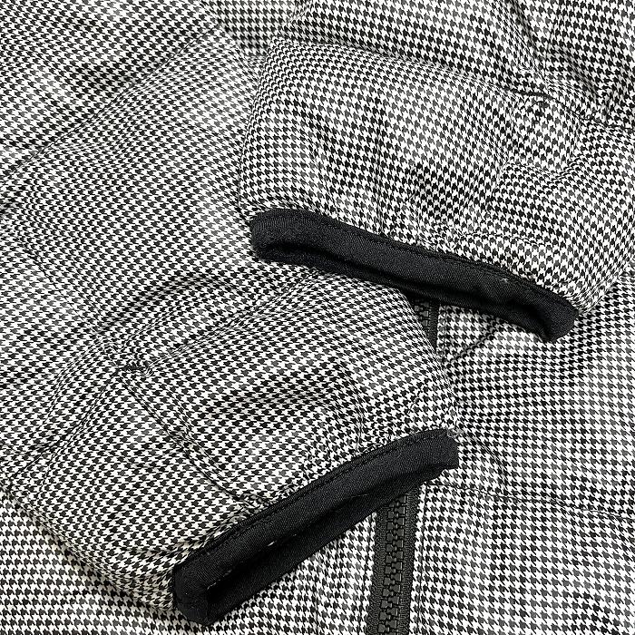 IGNIO 少し薄手 ダウンジャケット 袖脱着可 ダウンベスト 千鳥格子 ハイネック 長袖 ポリ100%(ダウン80%＋フェザー20%) L 黒×白 メンズ : bl05489 : Undo ...