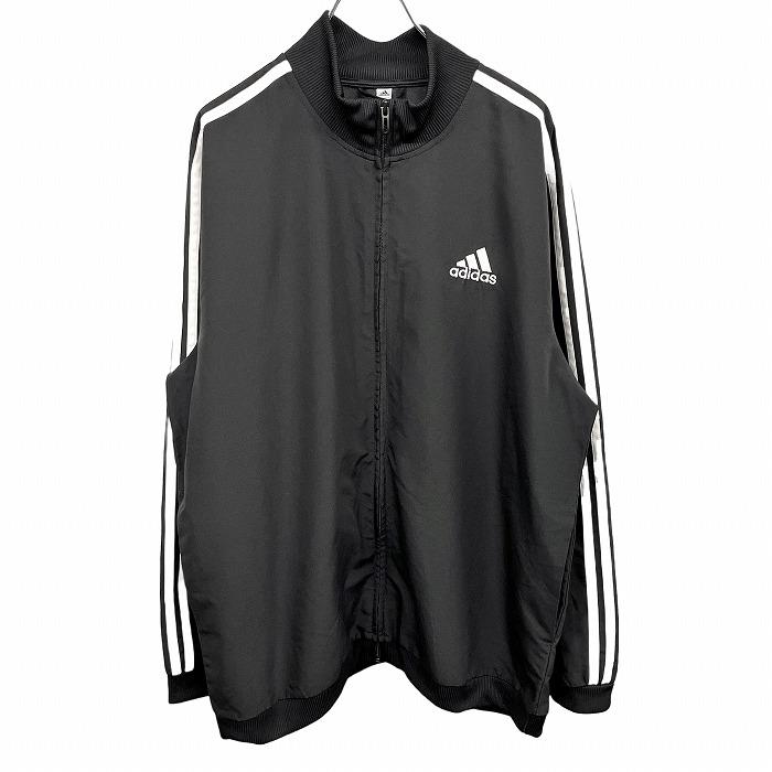 adidas アディダス 薄手 ブルゾン ジャケット 裏地無し 長袖 刺繍 ジップアップ ポリ100% XO XXL 2XL 3L ブラック 黒×白 メンズ : Undo Rowa ヤフー店 ...