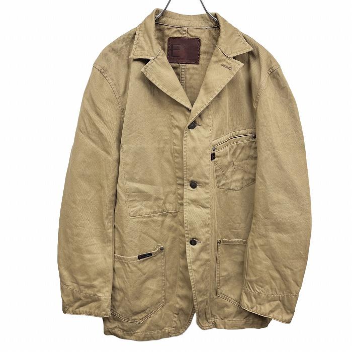 EDWIN エドウィン EZ-JACKET ジャケット カバーオール ボタン留め 裏地無し 長袖 無地 ロングスリーブ 綿×ザイロン L ベージュ メンズ : Undo Rowa ヤフー店 ...
