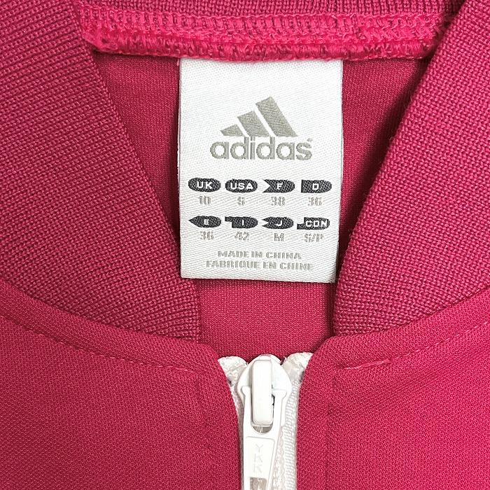 adidas アディダス ジャケット ブルゾン ジップアップ ロゴプリント リブにボーダー 半袖 裏地無し ポリ100% M ピンク レディース : Undo Rowa ヤフー店 - 通販 ...