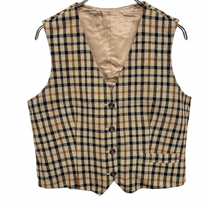 ダックス DAKS ENGLAND ジレ ベスト チェック 微起毛 毛×ナイロン(裏地：キュプラ100%) L (11AB3) ブラウン 茶×黒×白 レディース : bs00821 ...