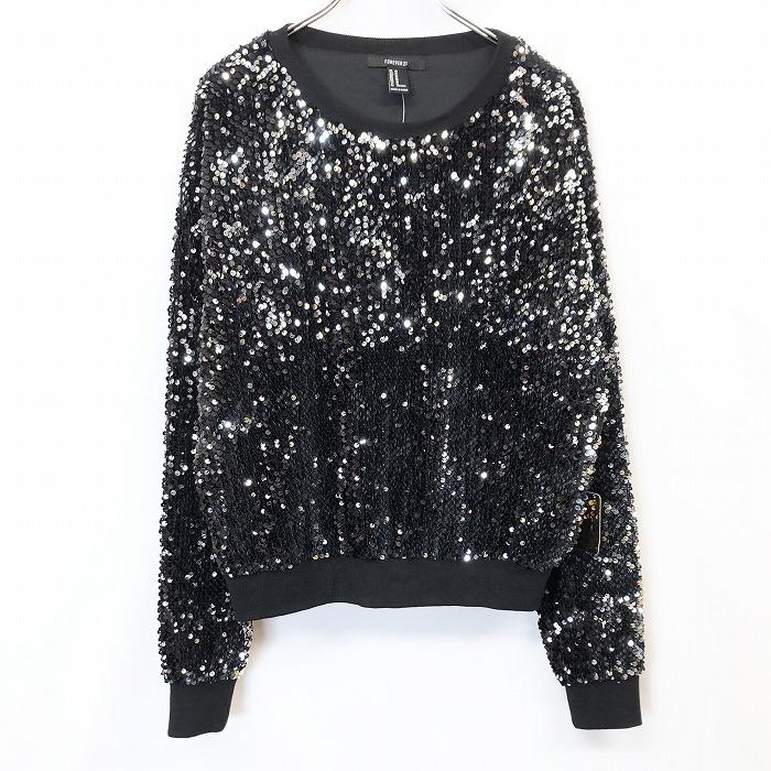 【新品】H＆M AFTER DARK COLLECTION - M レディース プルオーバー 全面スパンコール ベロアカットソー 裏地付き 丸首 長袖 ポリ100% 黒 :CL04376 ...