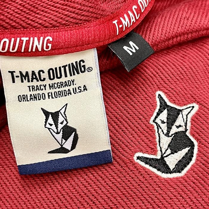 T-MAC OUTING ティーマック アウティング M メンズ プルオーバーパーカー カットソー キツネのロゴ刺繍 長袖 綿100% コットン レッド 赤 : Undo Rowa ヤフー店 ...