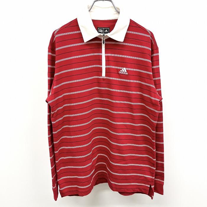 adidas アディダス ゴルフ ポロシャツ Tシャツ生地 ハーフジップ ボーダー ロゴ刺繍 長袖 M レッド×ネイビー×ホワイト 赤 メンズ 男性 : Undo Rowa ヤフー店 - 通販 ...
