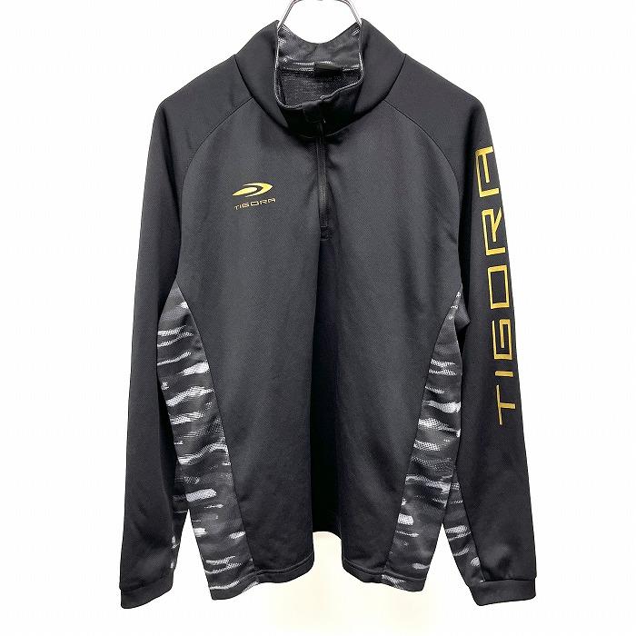 TIGORA ティゴラ スポーツ シャツ ハーフジップ サイドにデジタルカモ 迷彩 ラグラン 長袖 ポリ100% M ブラック×グレー 黒 メンズ 男性 : Undo Rowa ヤフー店 ...