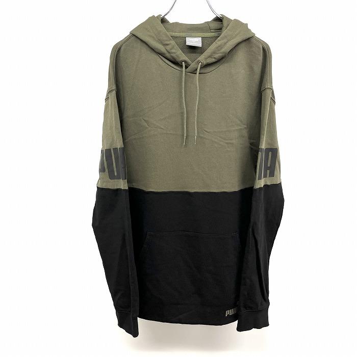 PUMA プーマ プルオーバーパーカー スウェット 長袖 裏毛 バイカラー ロゴプリント 英字 フーディー L グリーンカーキ 緑系×黒 メンズ : Undo Rowa ヤフー店 - 通販 ...