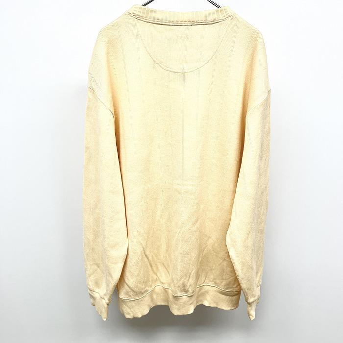 ハッシュパピー（Hush Puppies） リブカットソー 長袖 キーネック 犬の刺繍 綿×テンセル 2XL XXL 3L ペールオレンジ ...